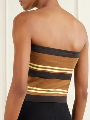 Tibi Strapless Striped Cotton Tank