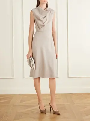 Brunello Cucinelli Draped Virgin Wool Midi Dress