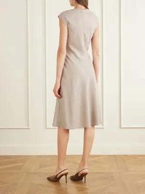 Brunello Cucinelli Draped Virgin Wool Midi Dress
