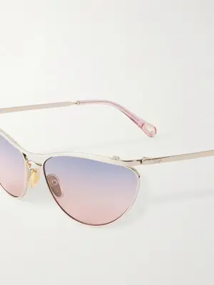 Chloé Aviator-style Sunglasses With Geometric Frame - Gold