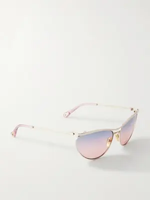 Chloé Aviator-style Sunglasses With Geometric Frame - Gold