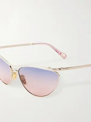 Chloé Aviator-style Sunglasses With Geometric Frame - Gold
