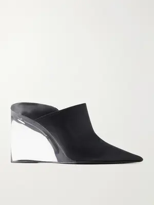 Alaïa 90 Satin Wedge Mules - Black