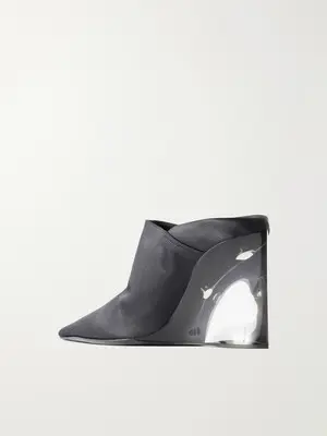 Alaïa 90 Satin Wedge Mules - Black