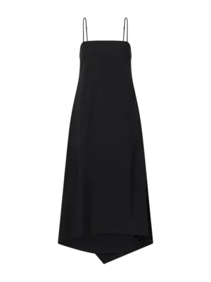 LA LIGNE Drape Back Recycled Satin Midi Dress - Black