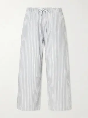 LESET Yoshi Striped Cotton-blend Wide-leg Pants - Blue