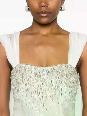 DINA MELWANI Crystal Embellished Sequinned Maxi Gown
