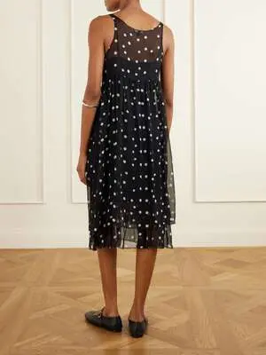R13 Gathered Polka-dot Silk Midi Dress