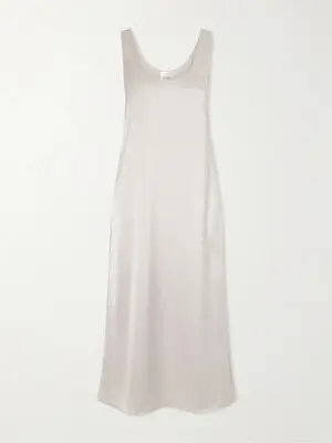 LESET Barb Satin Midi Dress - Silver
