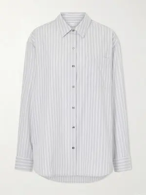 LESET Yoshi Striped Cotton-blend Shirt - Blue