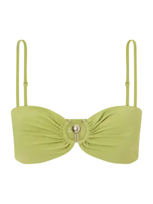 Christopher Esber Ruched Prong Bandeau Bikini Top - Green