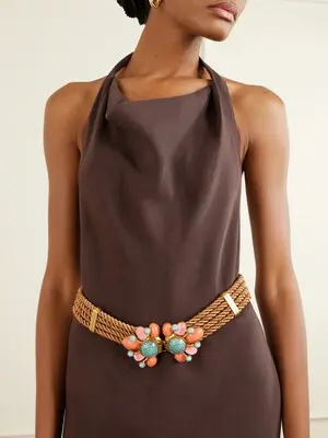 SONIA PETROFF Zinnia Gold-plated, Enamel And Woven Cord Belt