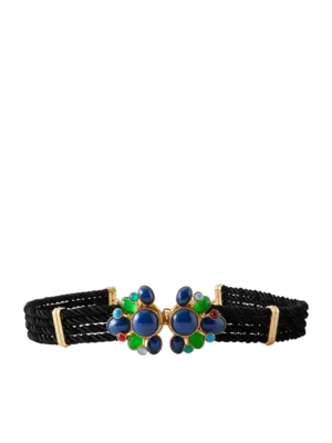 SONIA PETROFF Zinnia Gold-plated And Enamel Woven Cord Belt - Black
