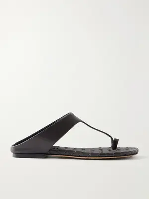 Bottega Veneta Livia Leather Flat Sandals - Brown