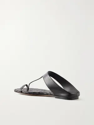 Bottega Veneta Livia Leather Flat Sandals - Brown