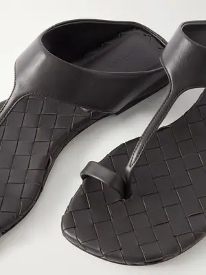 Bottega Veneta Livia Leather Flat Sandals - Brown