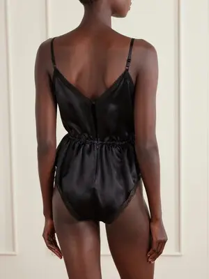 Dolce & Gabbana Lace-trimmed Silk-blend Satin Bodysuit - Black