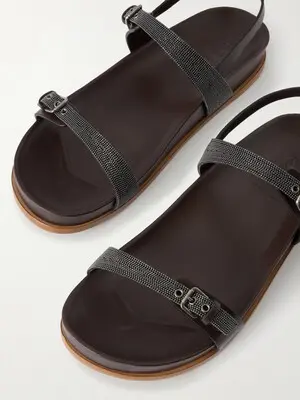Brunello Cucinelli Embellished Leather Sandals