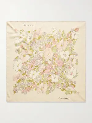 Calvin Klein Lorelai Floral-print Silk-twill Scarf