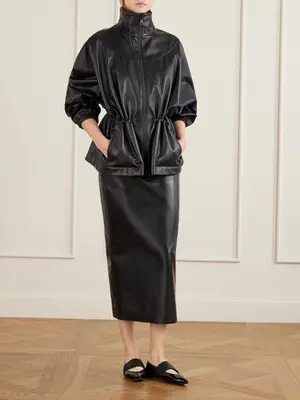 Givenchy Gathered Leather Jacket - Black