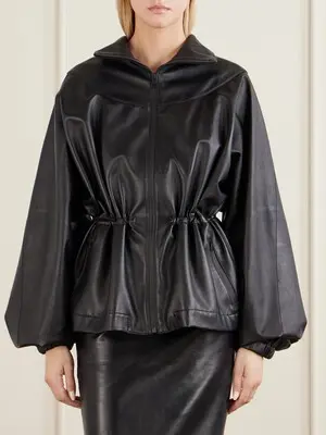 Givenchy Gathered Leather Jacket - Black