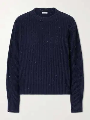Brunello Cucinelli Sequin-trimmed Ribbed-knit Sweater