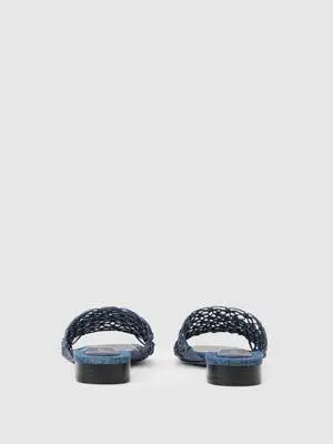 REISS Mabel Woven Flat Slip-on Sandals - Blue