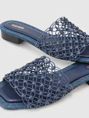 REISS Mabel Woven Flat Slip-on Sandals - Blue