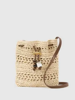 REISS Esme Raffia-effect Mini Crossbody Bag