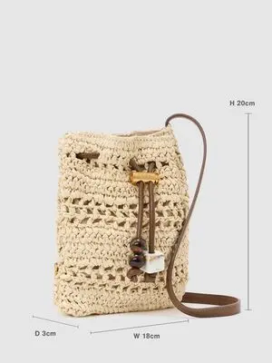 REISS Esme Raffia-effect Mini Crossbody Bag