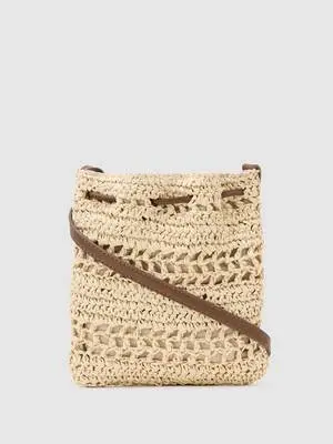 REISS Esme Raffia-effect Mini Crossbody Bag