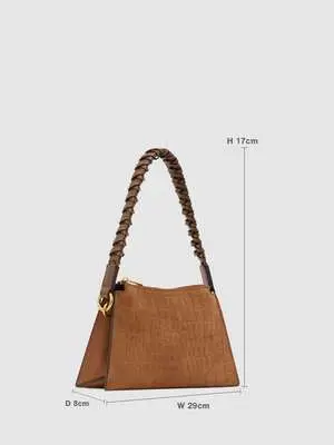 REISS Avery Embossed Suede And Leather Top-handle Bag