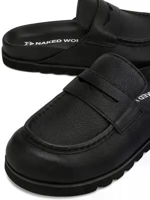 NAKED WOLFE Pebble-embossed Penny-strap Slides