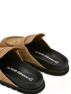 NAKED WOLFE Cord Suede Penny Strap Slides