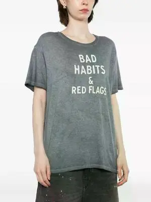 R13 Washed Effect Slogan Print T-shirt