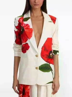 Alice + Olivia Floral-print Notched Lapels Blazer