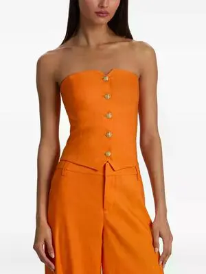 Alice + Olivia Strapless Button-down Top
