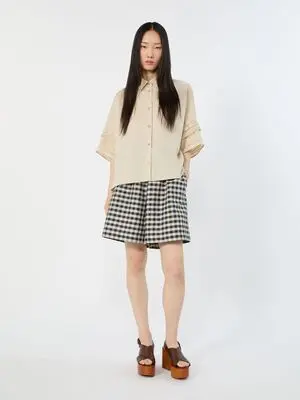Max Mara Linen Shirt With Embellished Sleeves