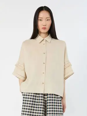 Max Mara Linen Shirt With Embellished Sleeves