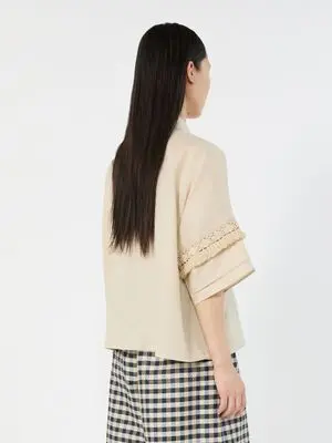 Max Mara Linen Shirt With Embellished Sleeves