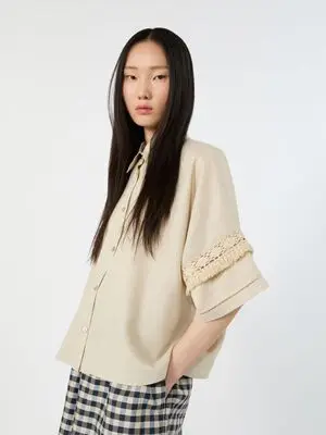 Max Mara Linen Shirt With Embellished Sleeves
