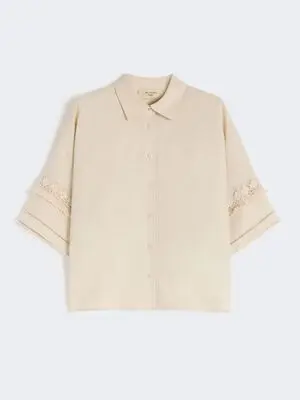 Max Mara Linen Shirt With Embellished Sleeves