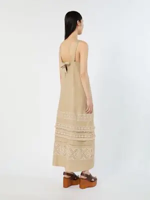 Max Mara Sleeveless Linen Maxi Dress With Trim Detail