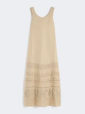 Max Mara Sleeveless Linen Maxi Dress With Trim Detail
