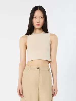 Max Mara Sleeveless Cropped Viscose Knit Top