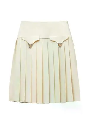 Versace Pleated Medusa Plaque Skirt - Neutrals