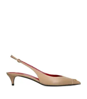 Valentino Garavani Leather Slingback Kitten Heels With Heartip Detail