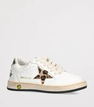 GOLDEN GOOSE Ball Star Leopard Print Leather Sneakers - White