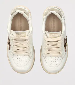 GOLDEN GOOSE Ball Star Leopard Print Leather Sneakers - White