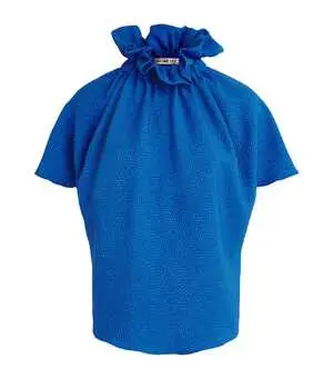EDELINE LEE Jacquard Ruff Blouse